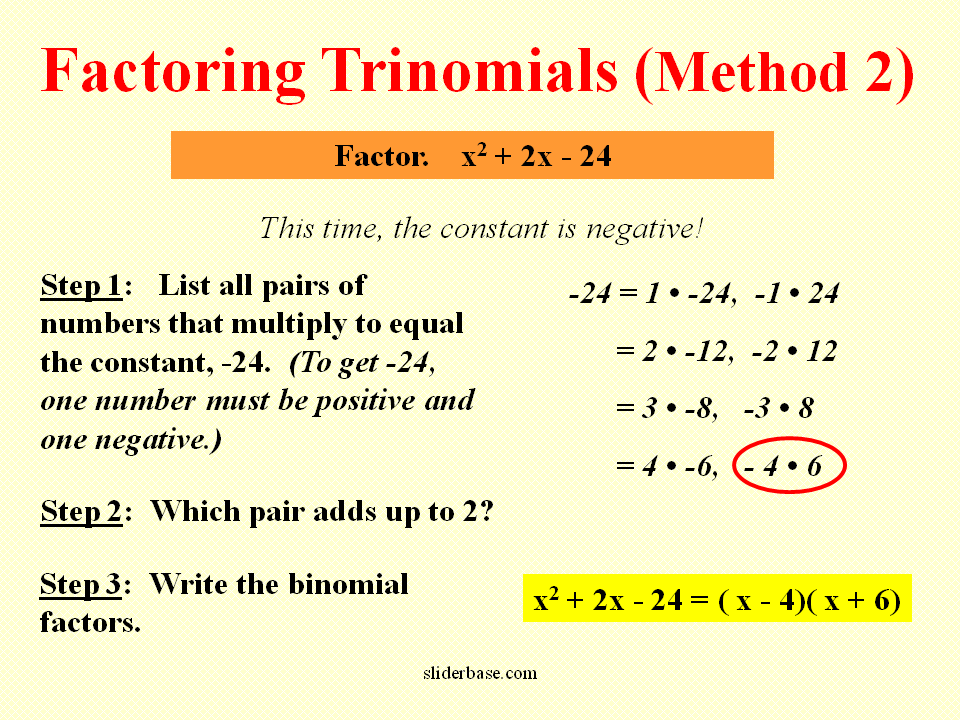 Again We Will Factor Trinomials Such As X2 7x 12 Back Into