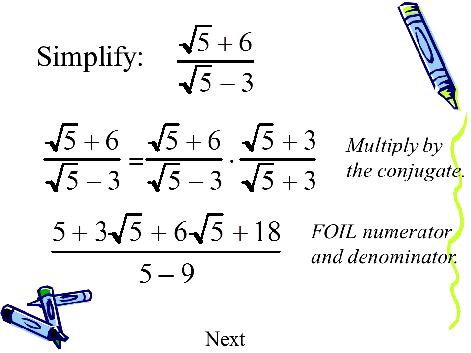 Rationalizing The Denominator Presentation Mathematics