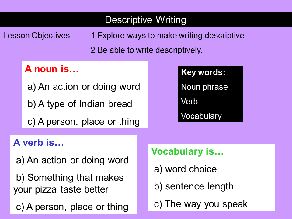 Descriptive Writing Presentation English Language