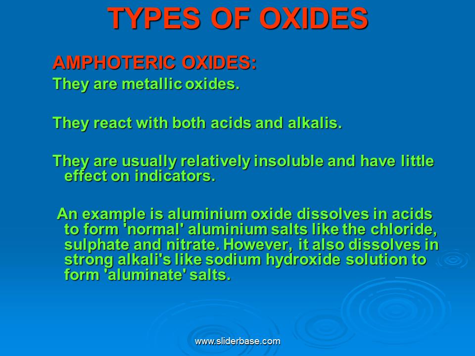 TYPES OF OXIDES