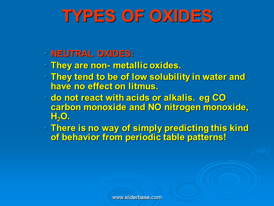 TYPES OF OXIDES
