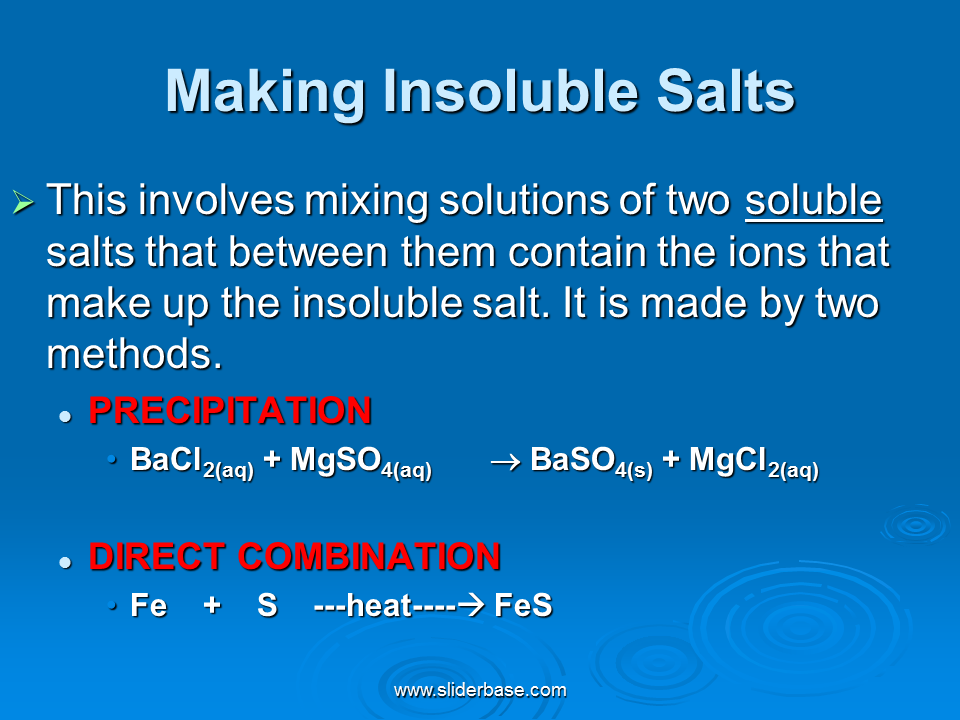 HYDRATED & ANHYDROUS SALTS